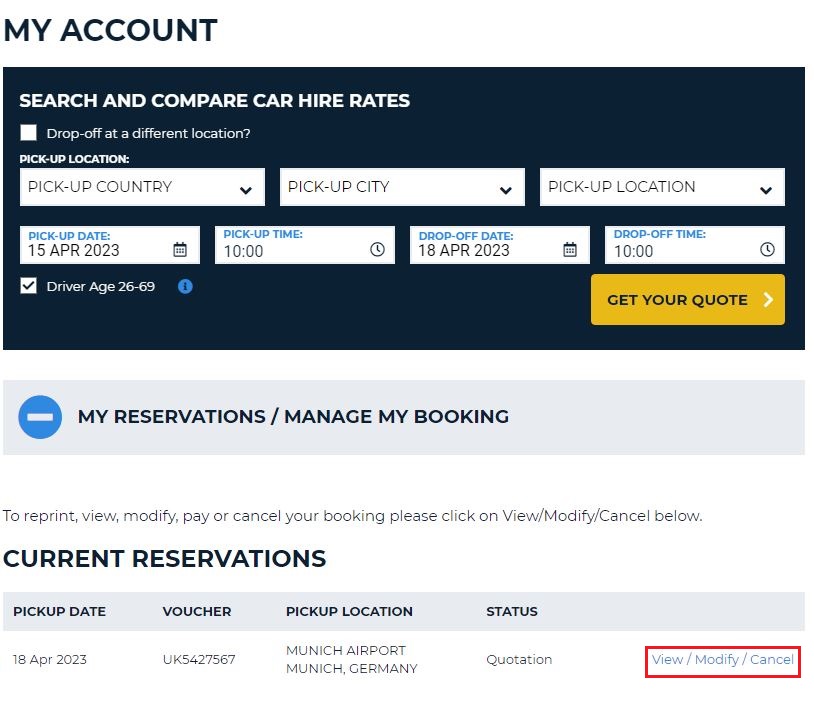Modifying or cancelling your car hire booking | Auto Europe